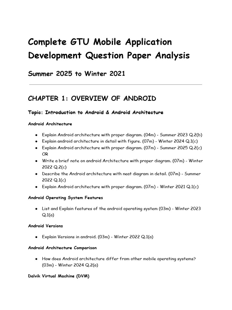 GTU Android Development Exam Insights | PDF | Android (Operating System ...