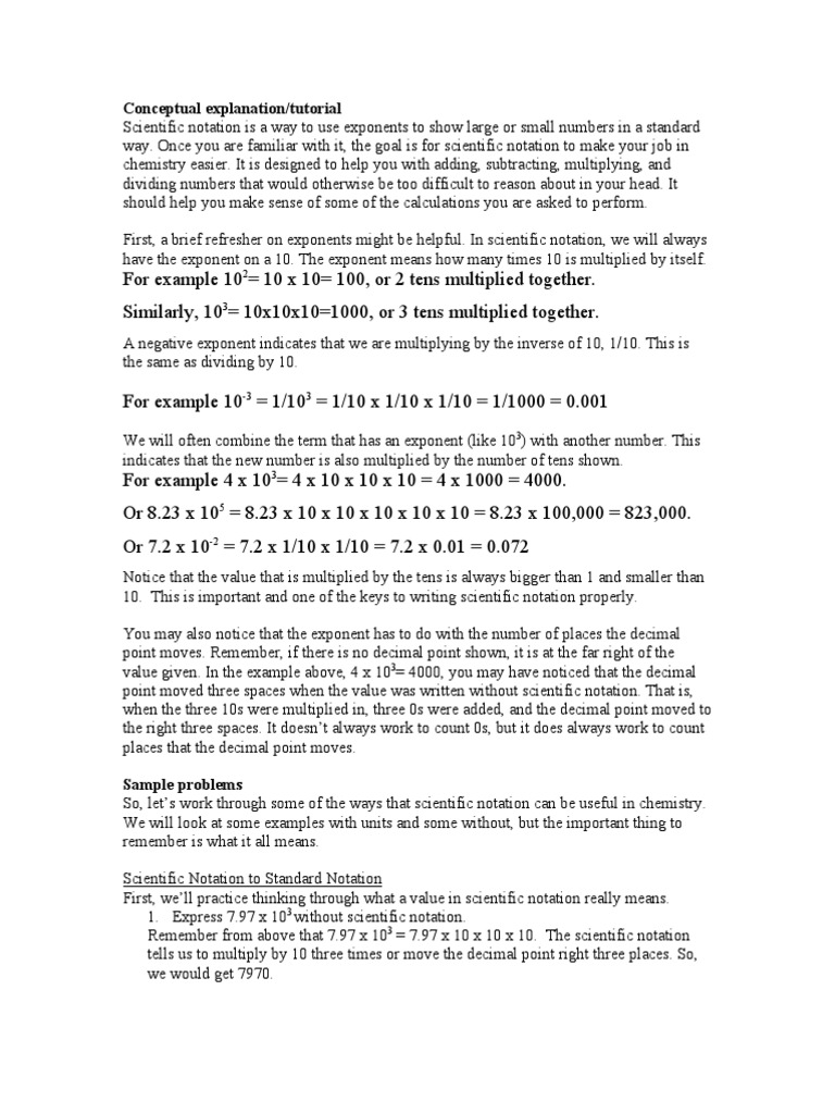 Scientific Notation Tutorial | PDF | Multiplication | Exponentiation