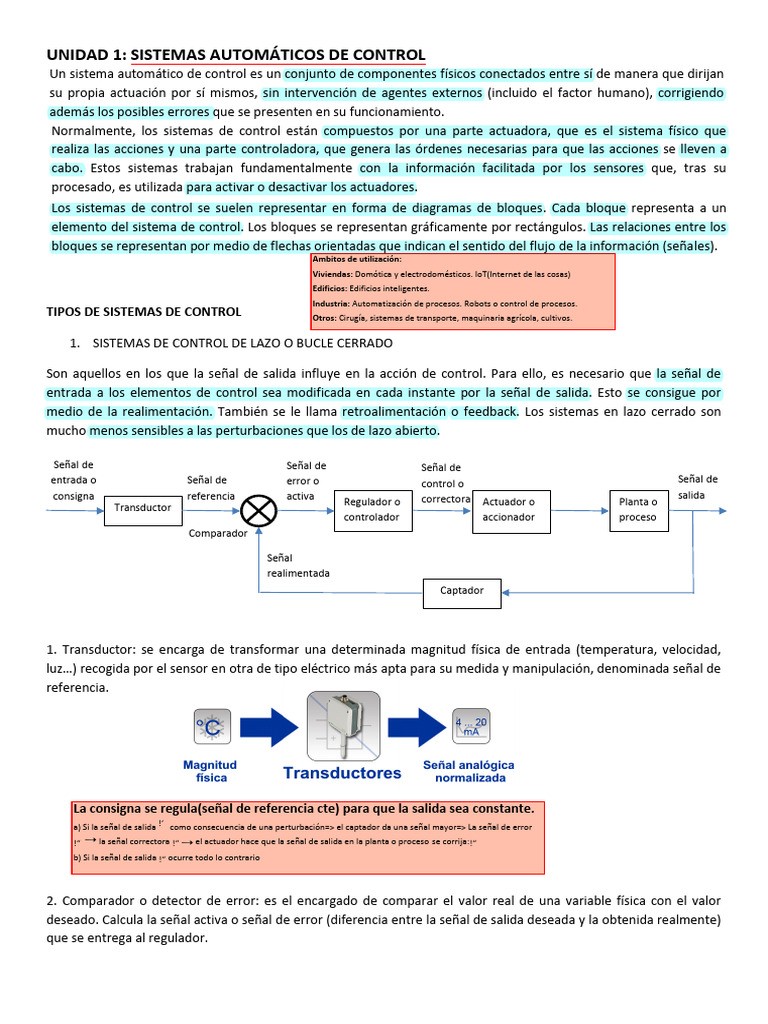 T1 M4.TyDII - Sistemas Automáticos de Control | PDF | Sistema de ...