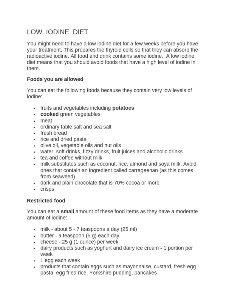 Low Iodine Diet | PDF