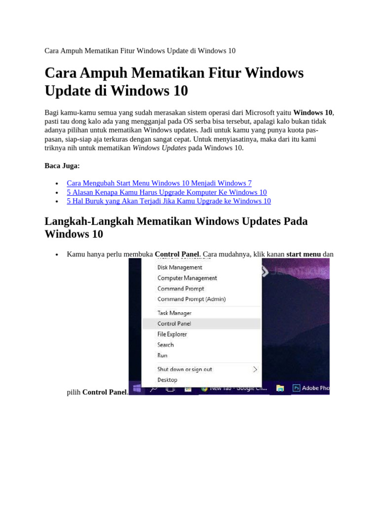 Matikan Windows Update di Windows 10 | PDF