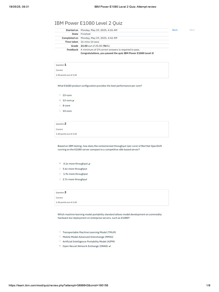 IBM Power E1080 Level 2 Quiz Results | PDF | Computer Engineering ...