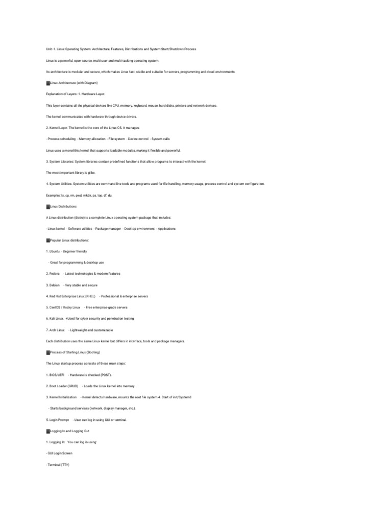 Unit - 1. Linux WPS Office1 | PDF | Linux Distribution | Kernel (Operating System)