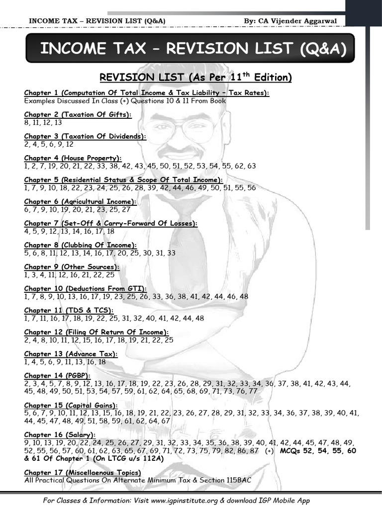 Income Tax Q&A Revision List (Nov 2022 Exams) | PDF