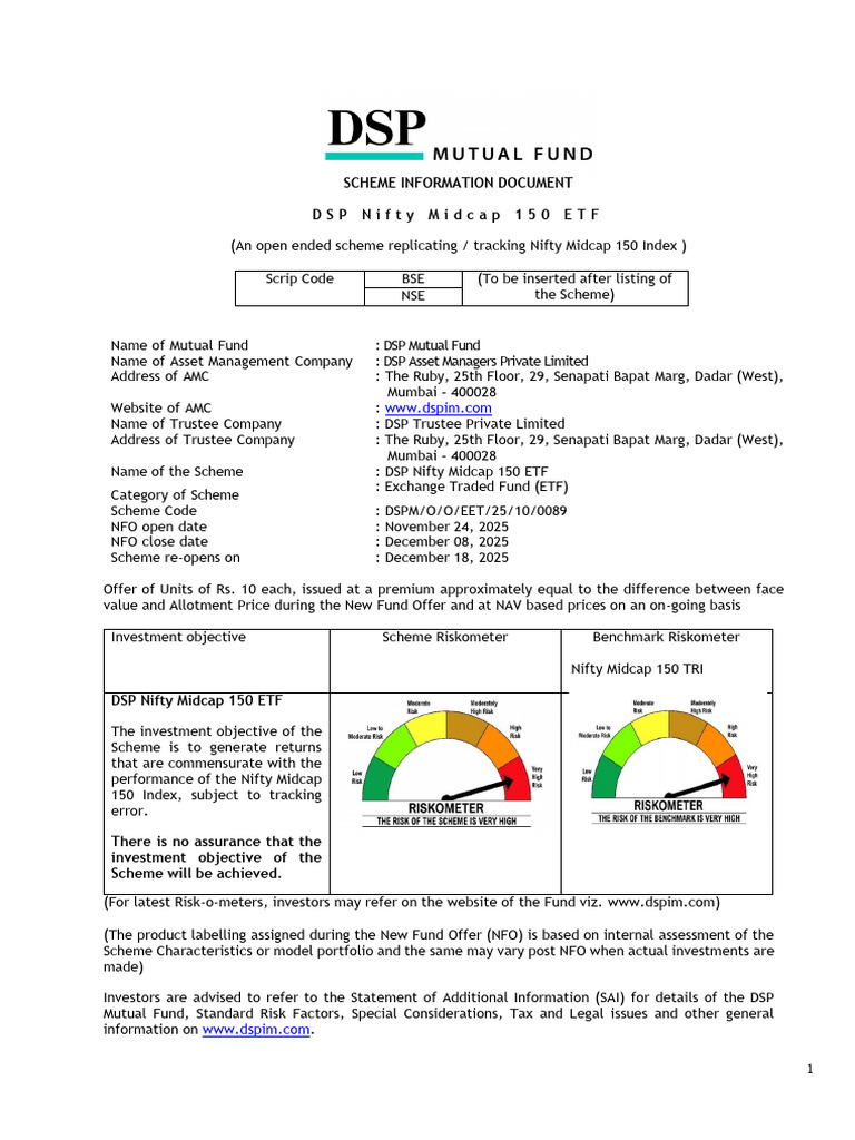 Sid DSP Nifty Midcap 150 Etf | PDF | Futures Contract | Option (Finance)
