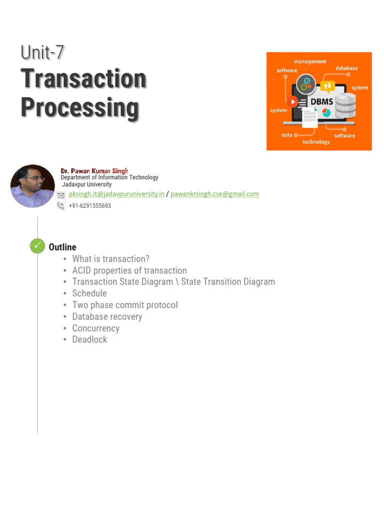 DBMS Unit-7 - Transaction Processing | PDF | Acid | Database Transaction