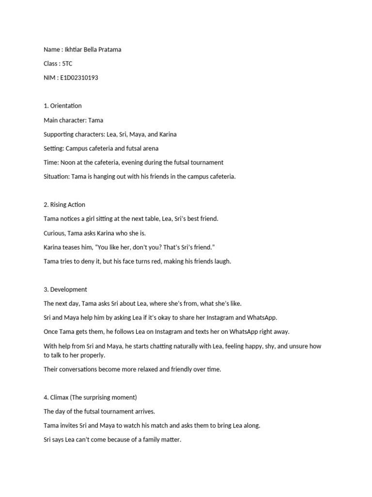 5TC - Ikhtiar Bella Pratama - Draft Short Story-CLW | PDF