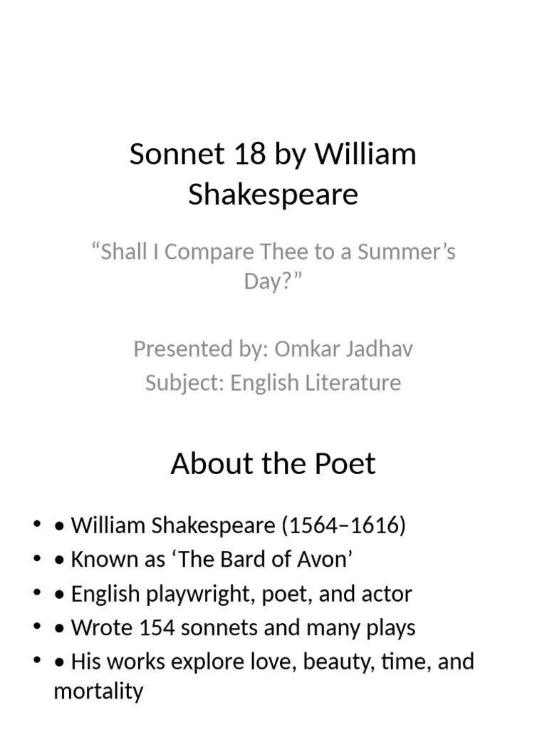 Sonnet 18 by William Shakespeare (1) | PDF