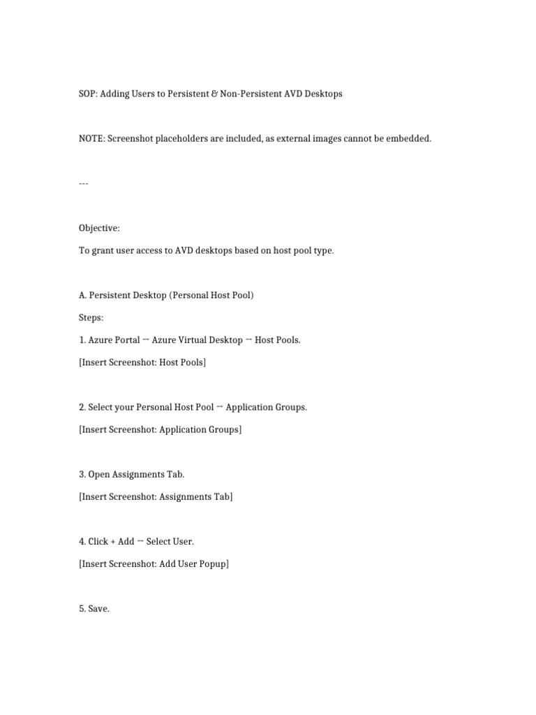 AVD User Assignment SOP | PDF