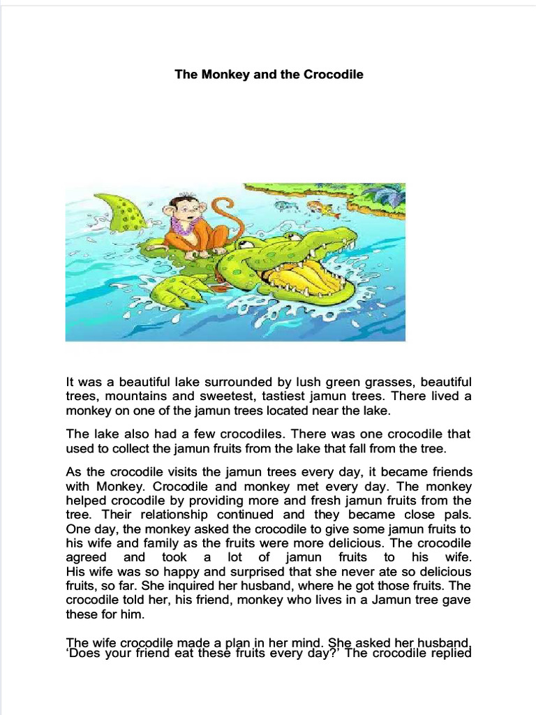 The Monkey and the Crocodile Tale | PDF