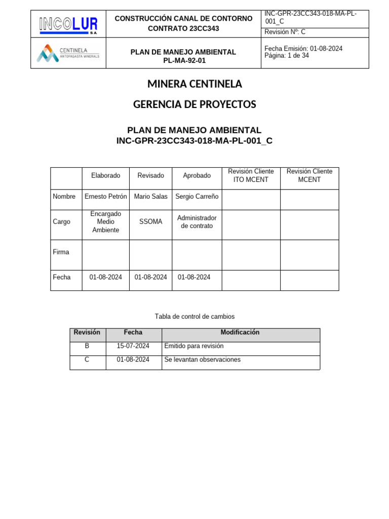 INC-GPR-23CC343-018-MA-PL-001 | PDF | Residuos peligrosos | Residuos