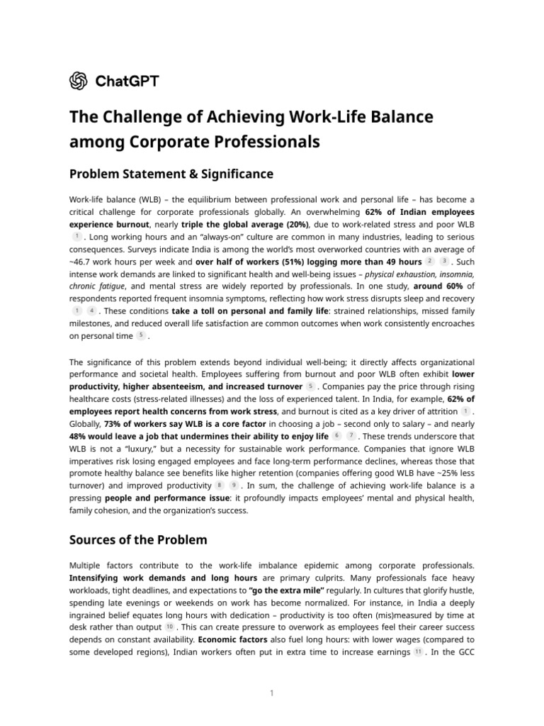The Challenge of Achieving Work-Life Balance Among Corporate ...