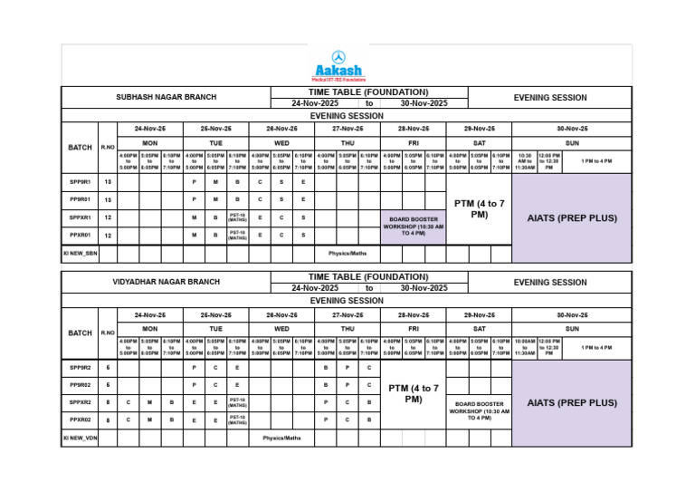 JR049 - Foundation - Time Table - 24.11-30.11 | PDF