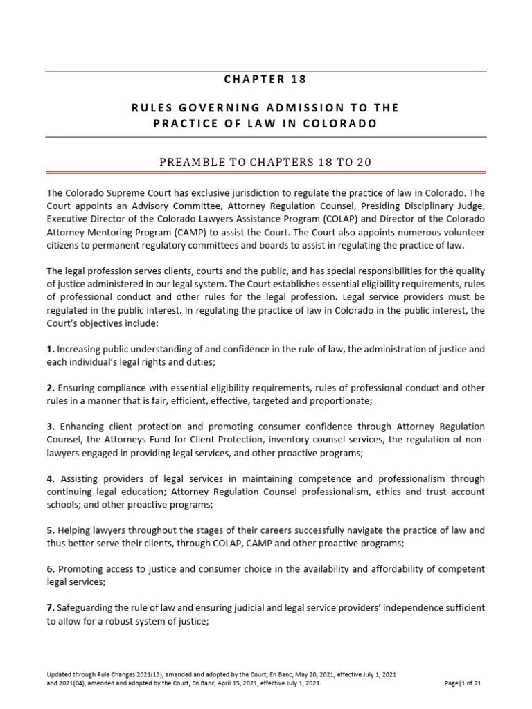 201 - Rules Governing Admission To Practice Law in Colorado | PDF ...