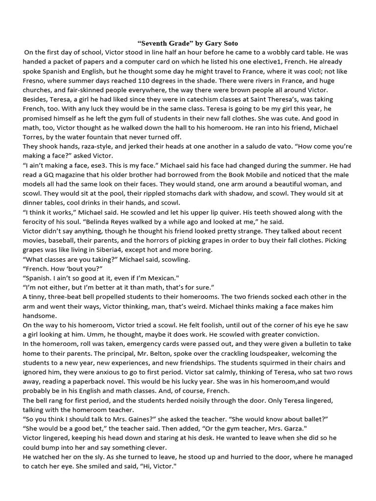 Seventh Grade Short Story Listening Activity | PDF
