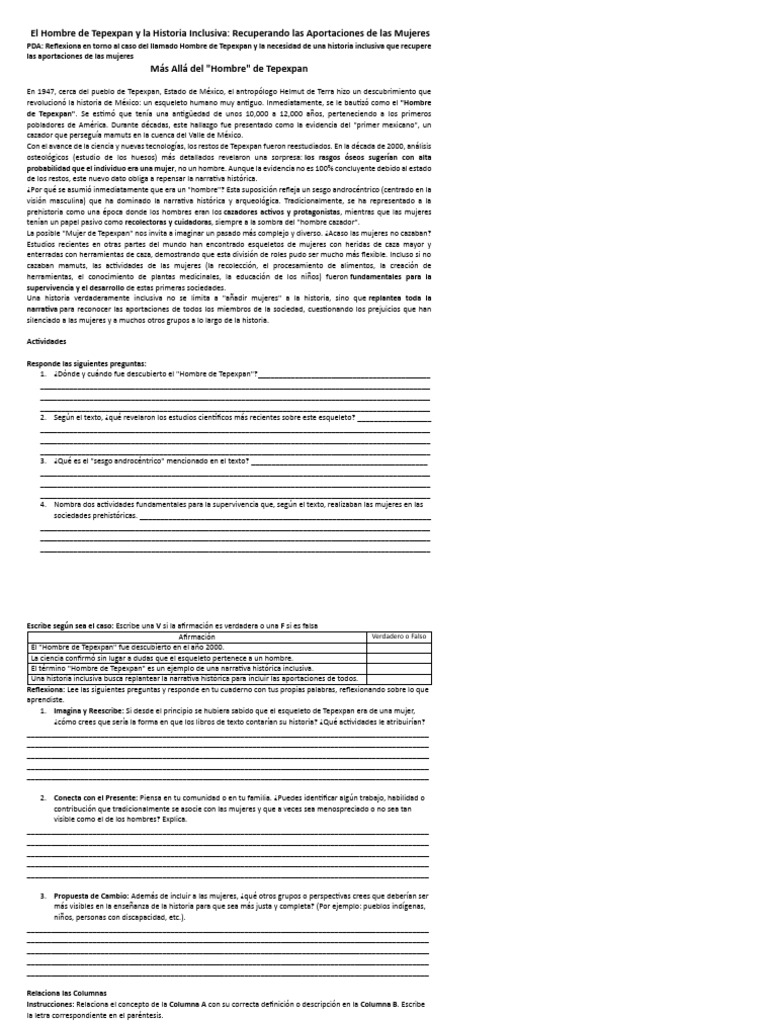 Historia Inclusiva: El Caso Tepexpan | PDF | Educación en artes liberales