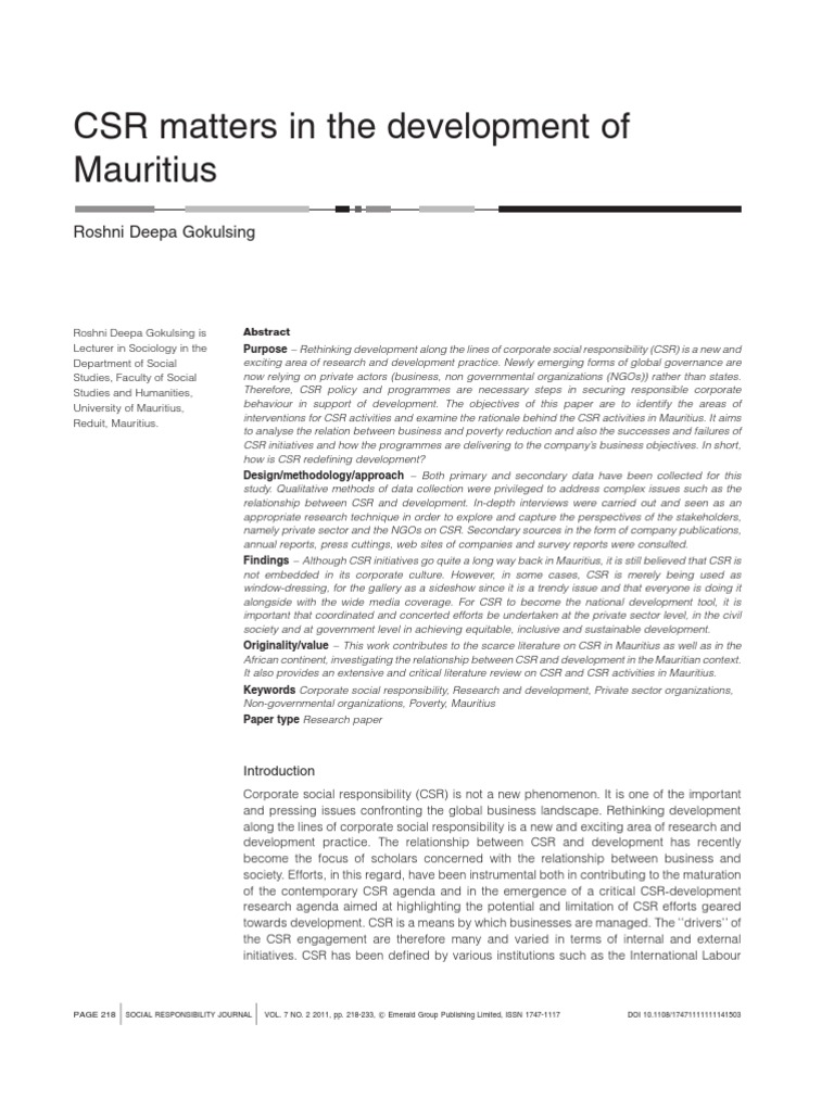 CSR Matters | PDF | Corporate Social Responsibility | Non Governmental ...