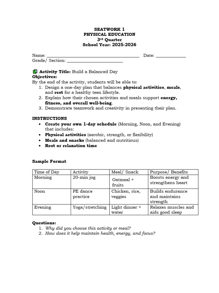 Pe 3RD-Q Seatwork-1 | PDF