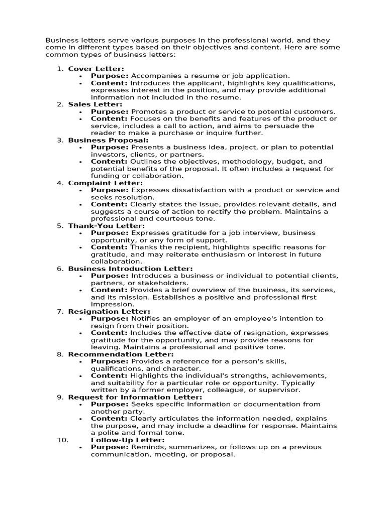 Types of Business Letters Explained | PDF | Business