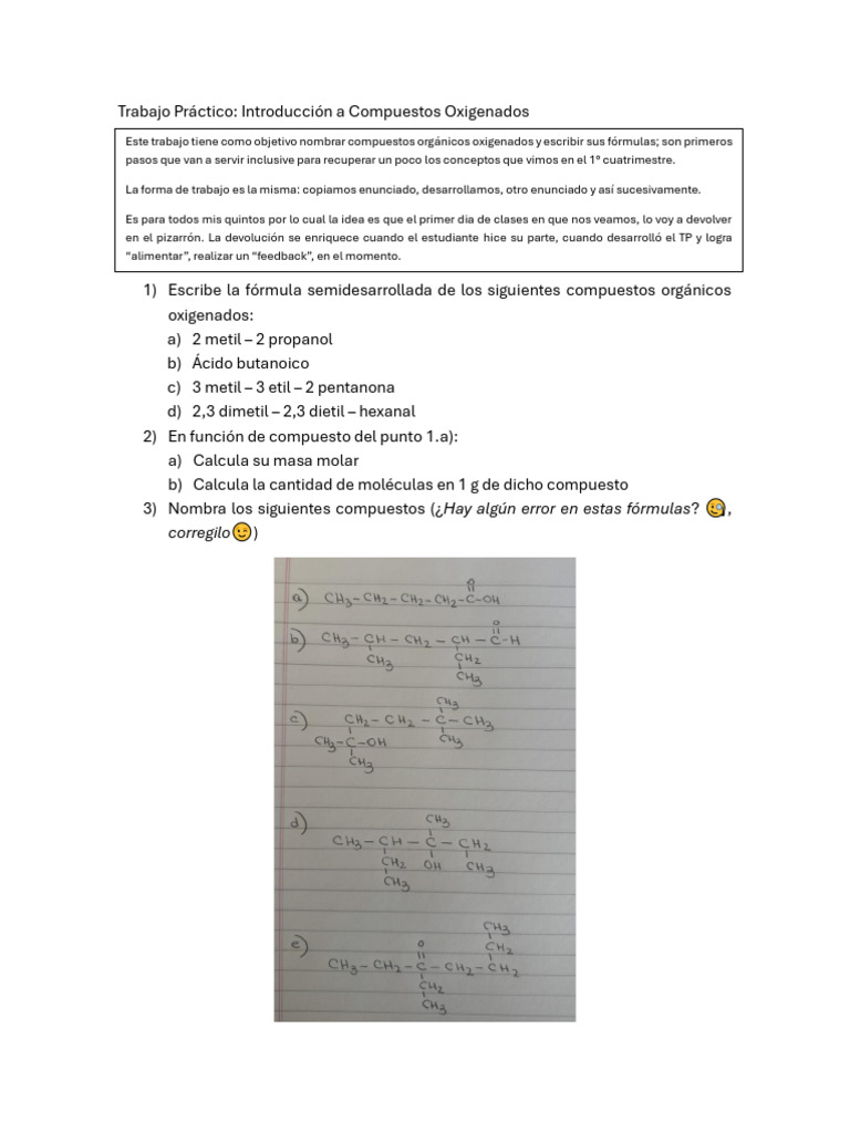 TP Quintos COO Nomenclatura y Fórmulas | PDF