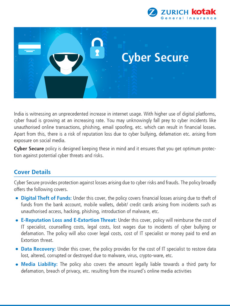 Cyber Secure Brochure v1 24 25 30082024 A1193f365d | PDF | Insurance ...