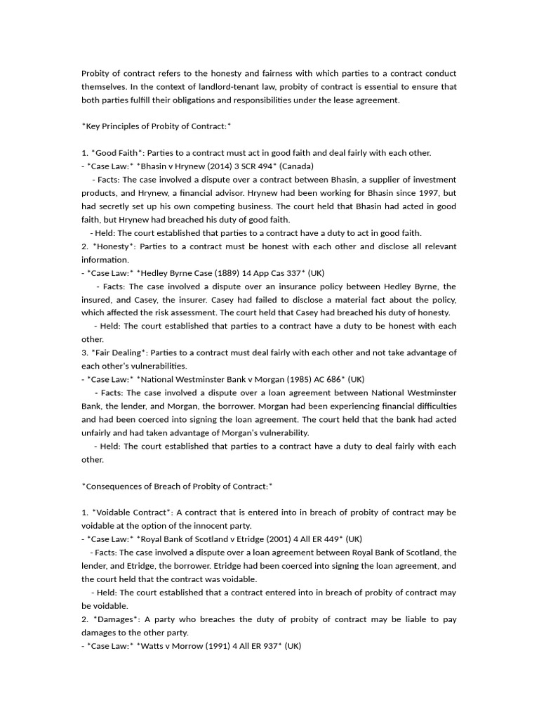 Understanding Probity in Contracts | PDF | Loans | Consent