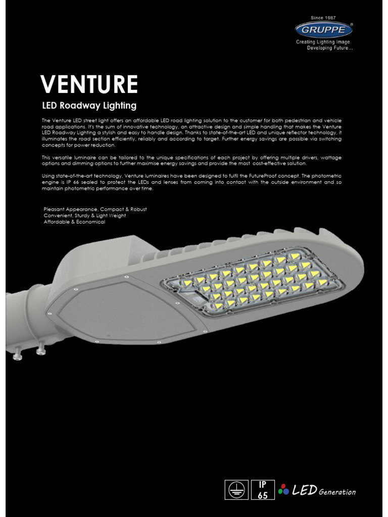 Venture LED Street Light Fittings | PDF | Lighting | Light Emitting Diode