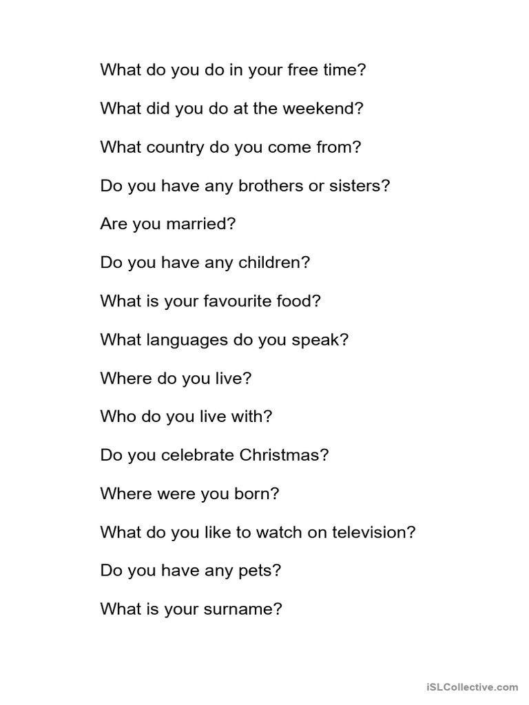Conversation Questions | PDF
