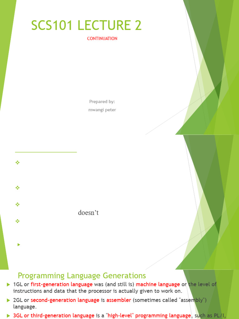 SCS101 Lecture 2 | PDF | Computer Program | Programming