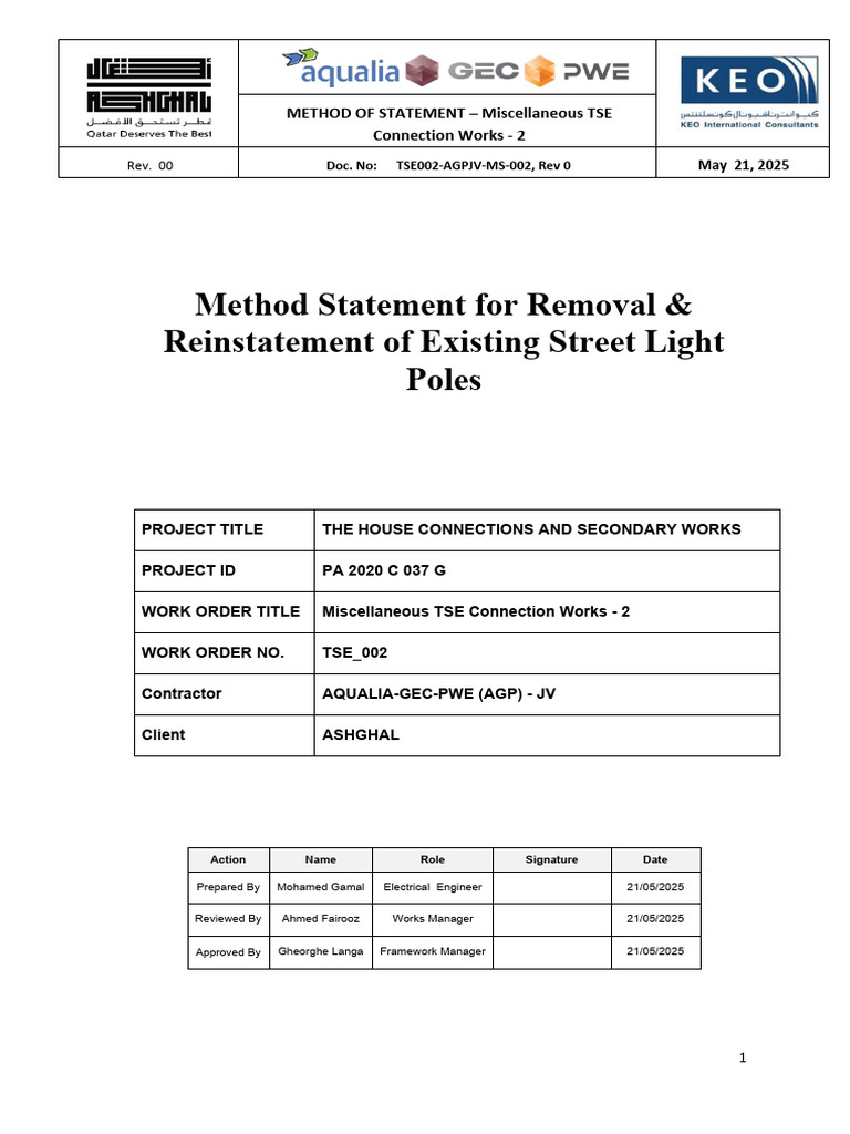 TSE002-AGPJV-MS-002 - 0 - Method Statement For Removal & Reinstatement ...