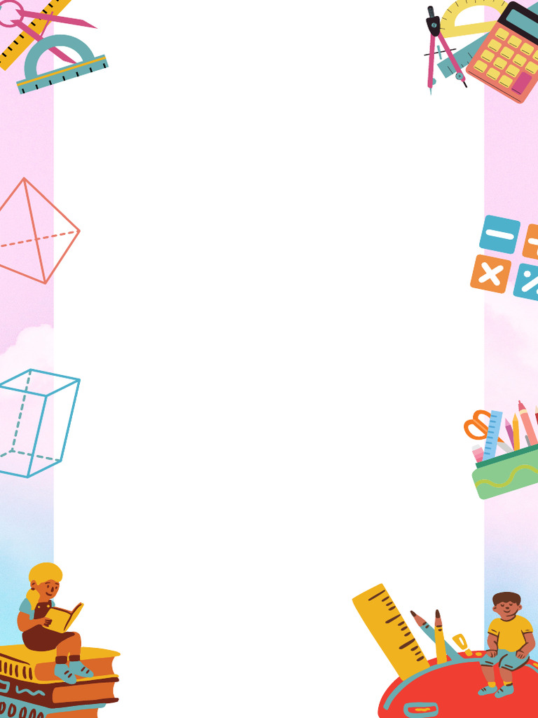 Pink Blue Colorful Cartoon Math Page Border | PDF
