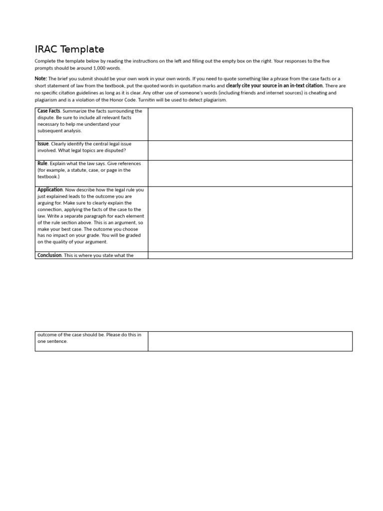 Bus375 Document IRAC Template | PDF