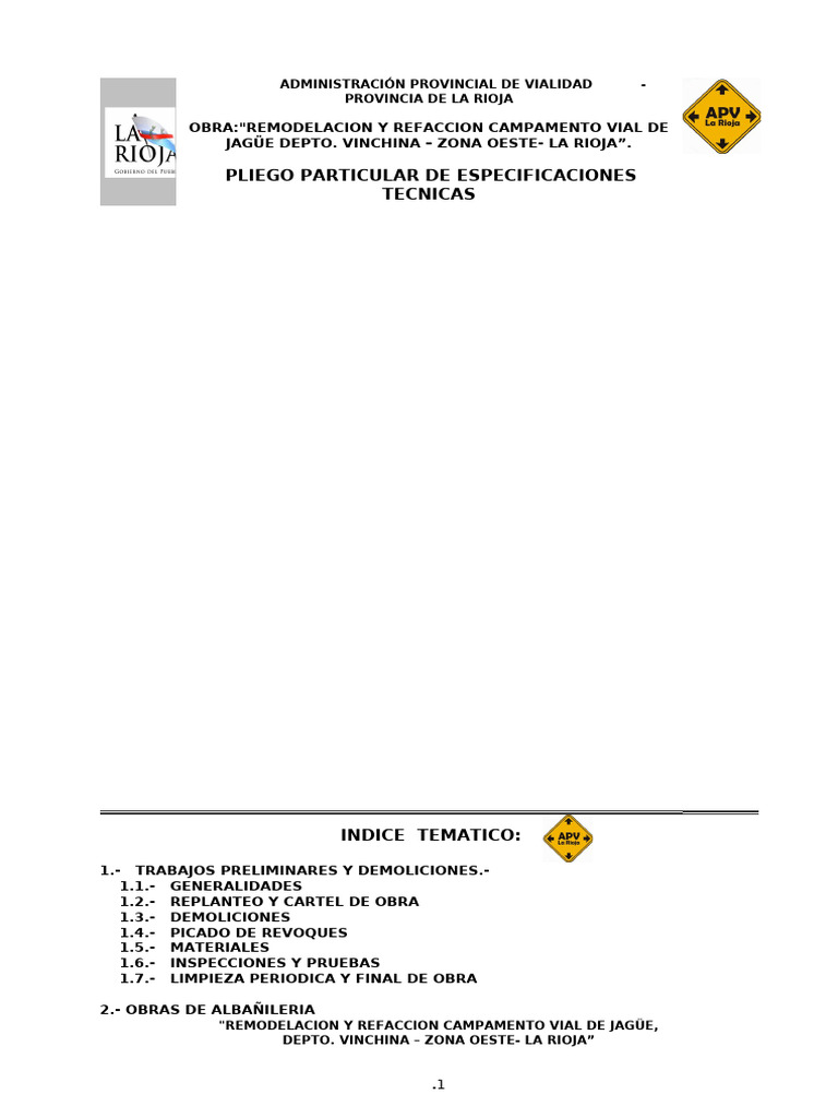 Pliego de Especificaciones Tecnicas de Jague | PDF | Paneles de yeso ...