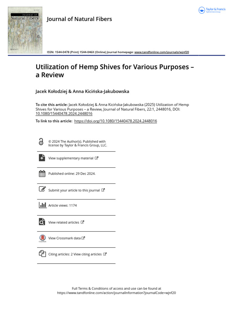 Utilization of Hemp Shives For Various Purposes A Review | PDF | Pulp ...