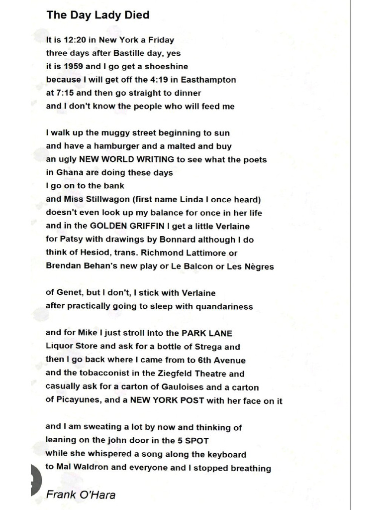 The Day Lady Died | PDF