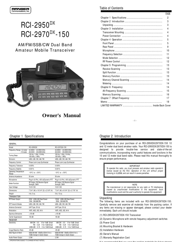 Rci-2950 Rci-2970 - 150: DX DX | PDF | Radio | Frequency Modulation