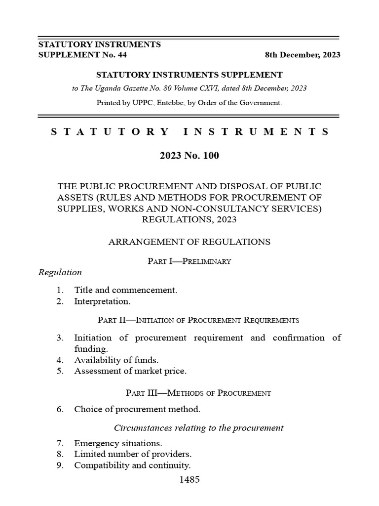 The Public Procurement and Disposal of Public Rules and Methods For ...