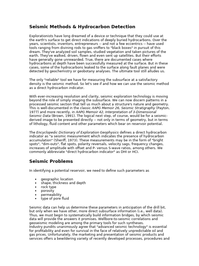 Seismic Methods & Hydrocarbon Indicators | PDF | Reflection Seismology ...