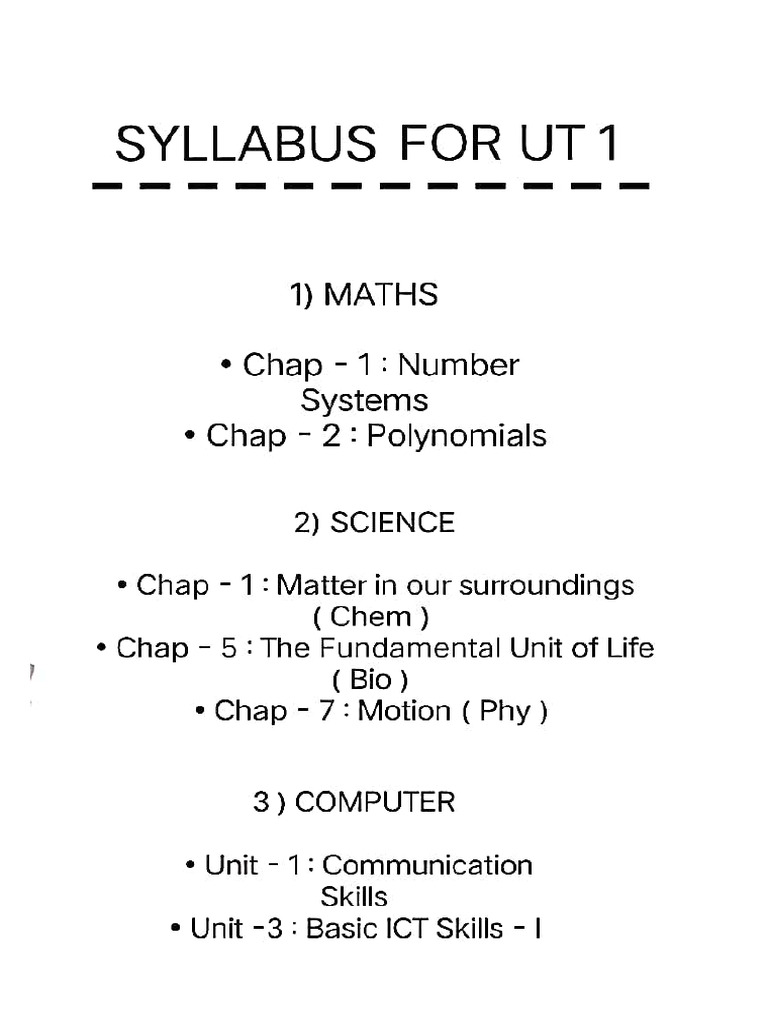 Syllabus For Ut - 1 | PDF