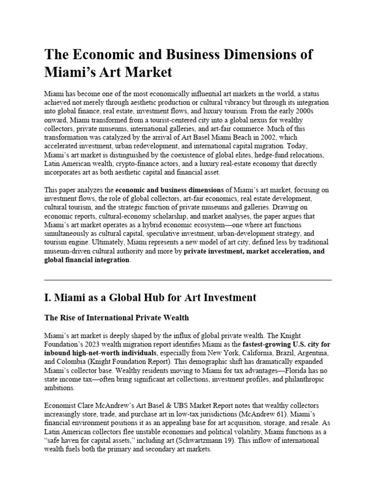 Miami's Art Market: Economic Insights | PDF | Taxes | Miami