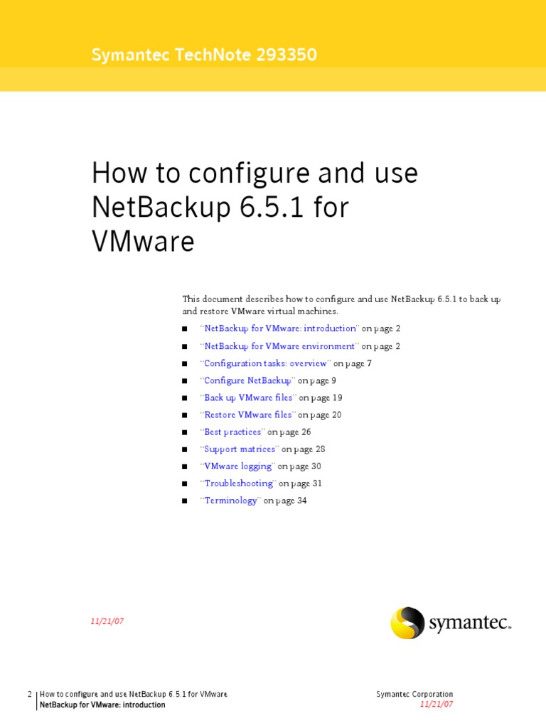 How To Configure and Use Netbackup 6.5.1 For Vmware: Symantec Technote ...
