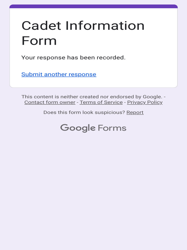 Cadet Information Form | PDF