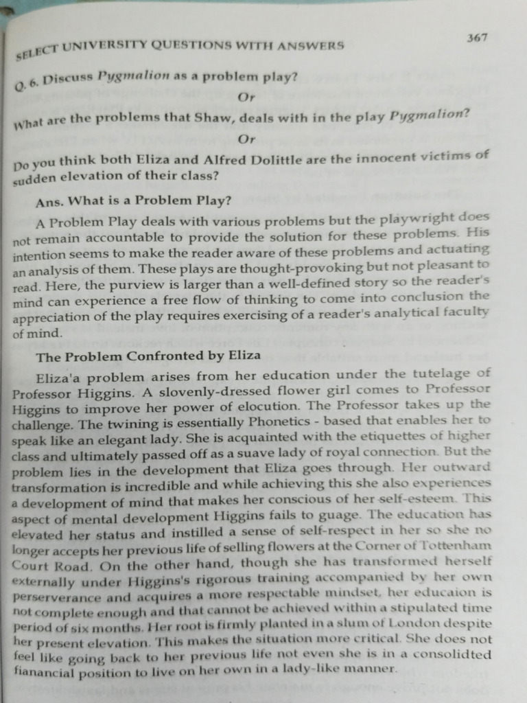 Pygmalion - As A Problem Play | PDF | Pygmalion (Play)