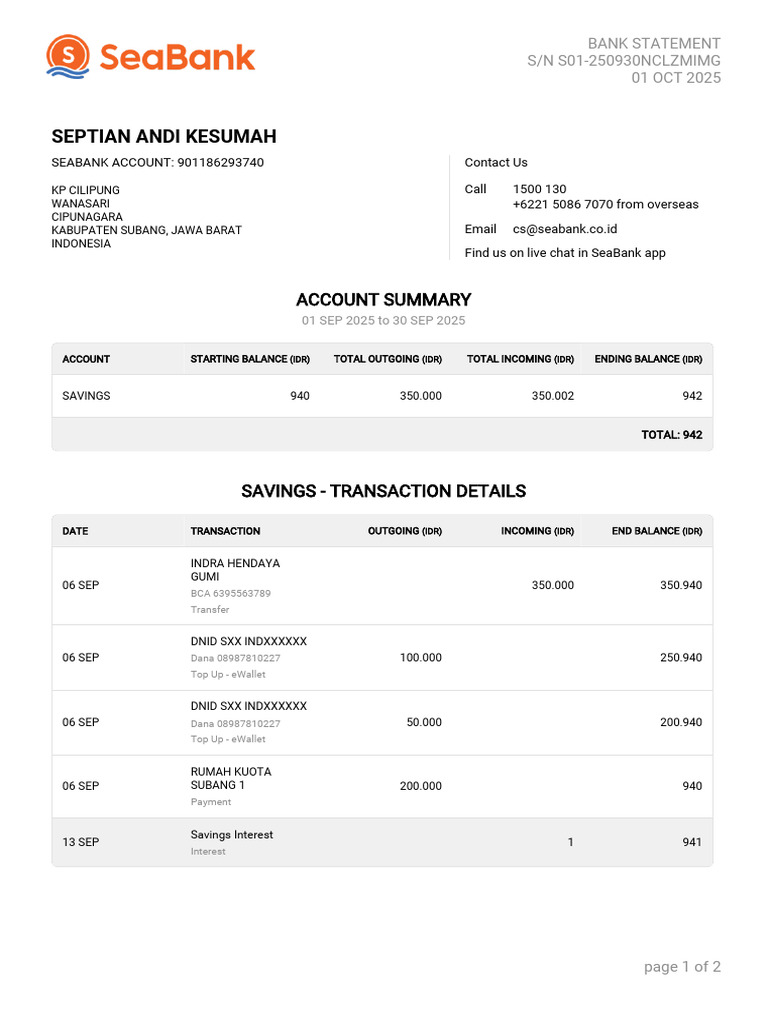 Seabank Statement 20251027 | PDF | Government Finances | Economies