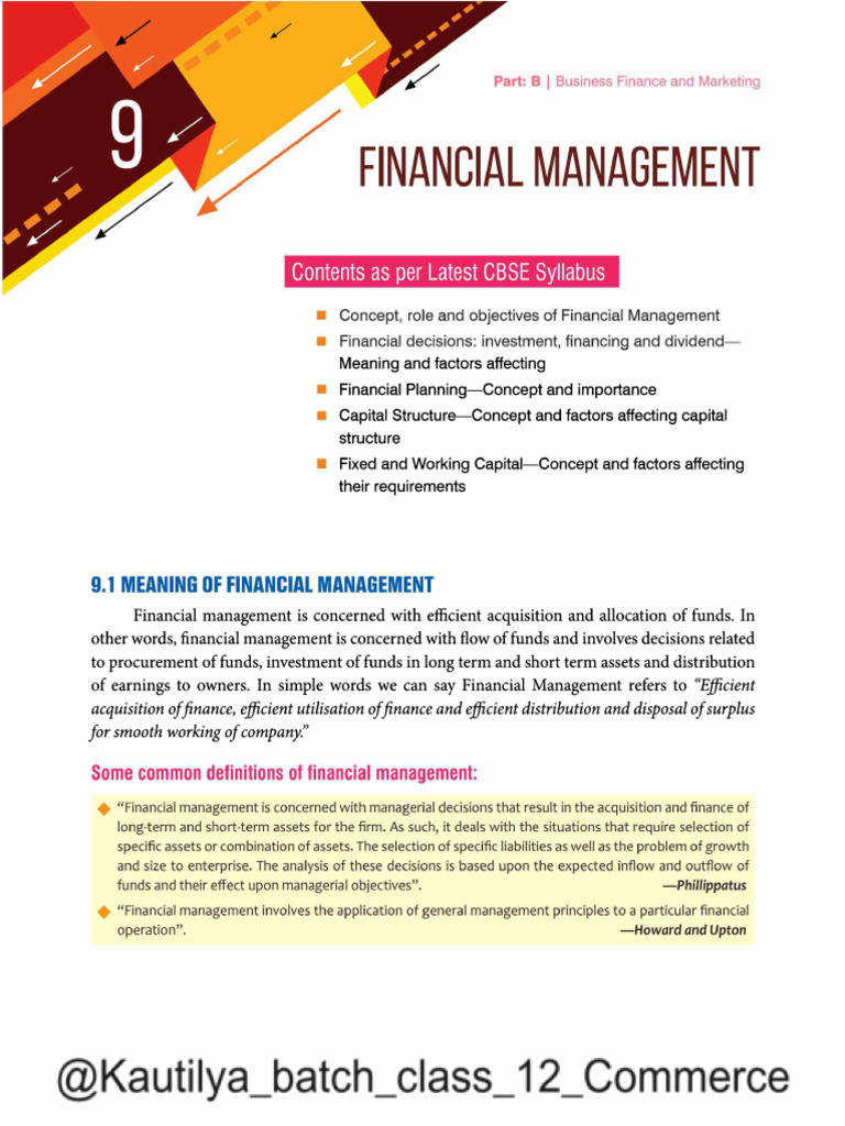 Class 12th Financial Managent | PDF