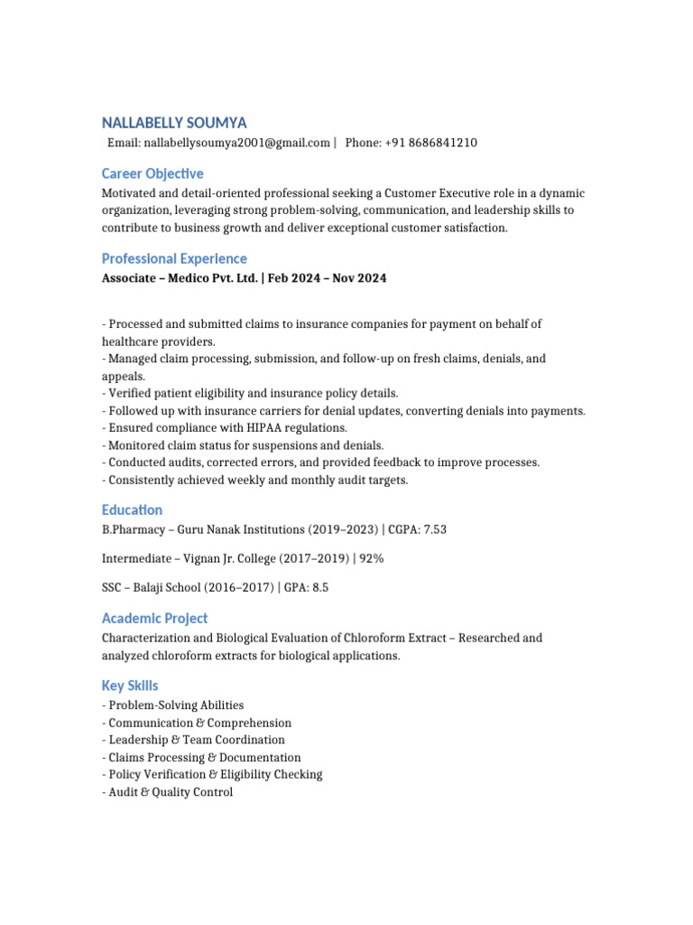 Nallabelly Soumya Resume | PDF