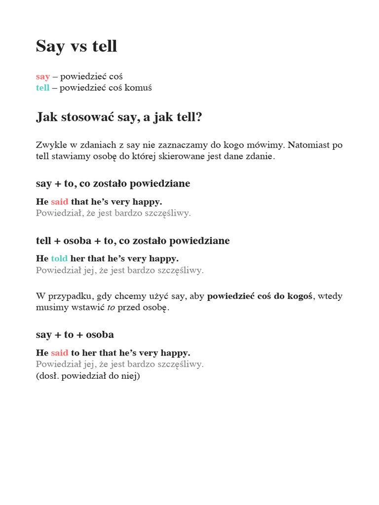 Say Vs Tell | PDF