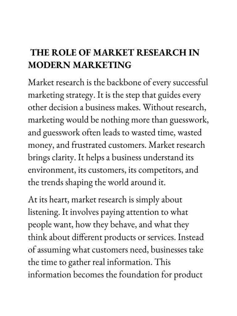 The Role of Market Research in Modern Marketing | PDF | Focus Group ...
