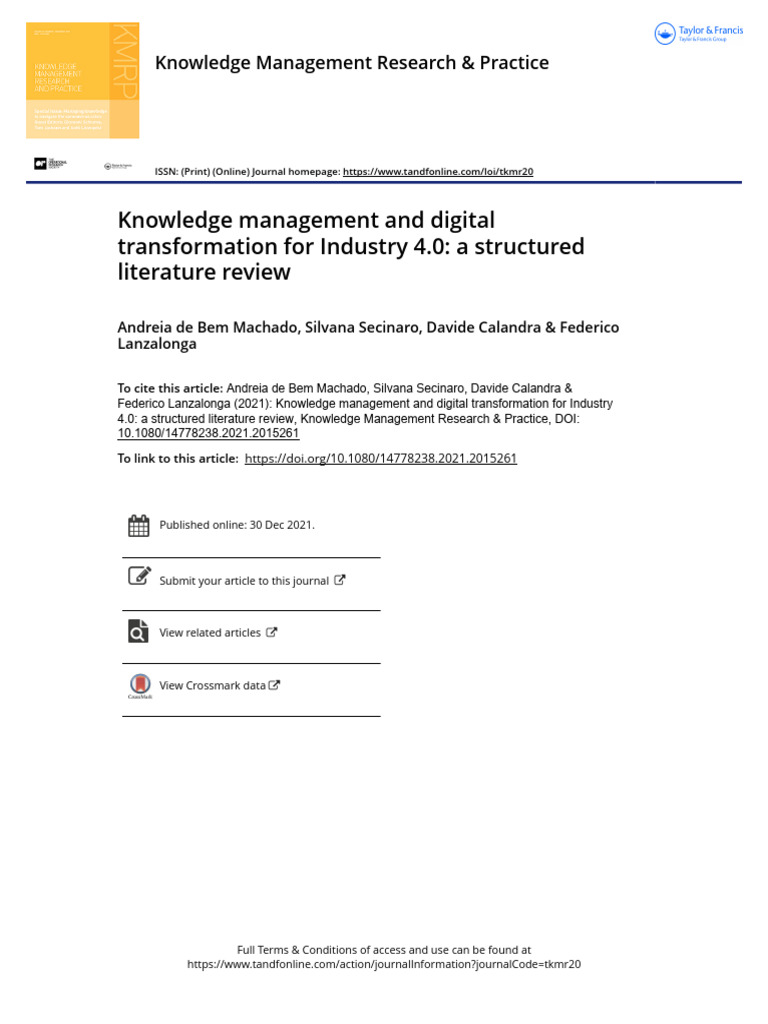 KMRP-Industry4-0 | PDF | Systematic Review | Knowledge