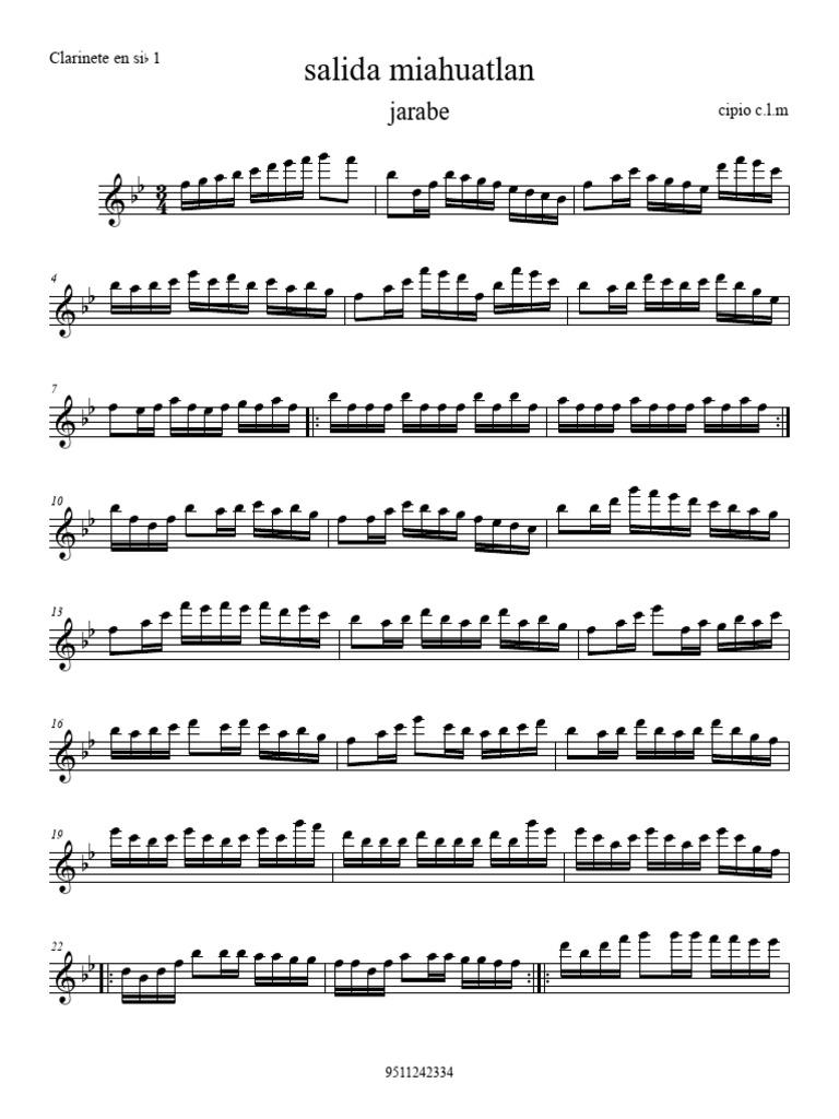 Clarinete en Si: Jarabe y Salida | PDF